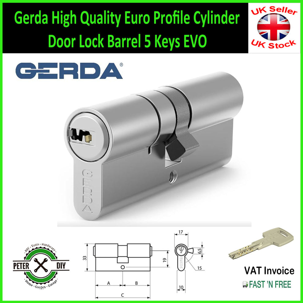 Gerda High Quality Euro Profile Cylinder Door Lock Barrel 5 Keys EVO – peter-diy