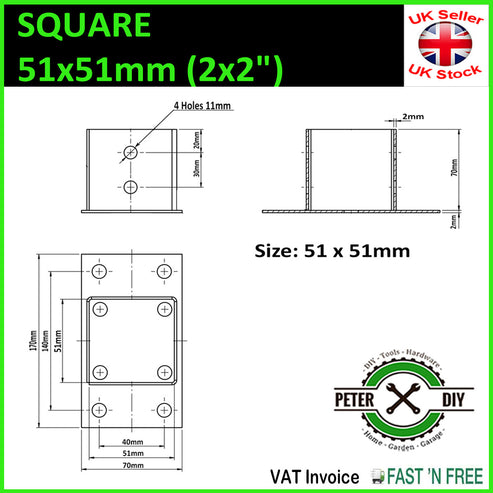 POST SUPPORT HOLDER Galvanised Bolt Down SQUARE Pergola Fence Foot Bas ...